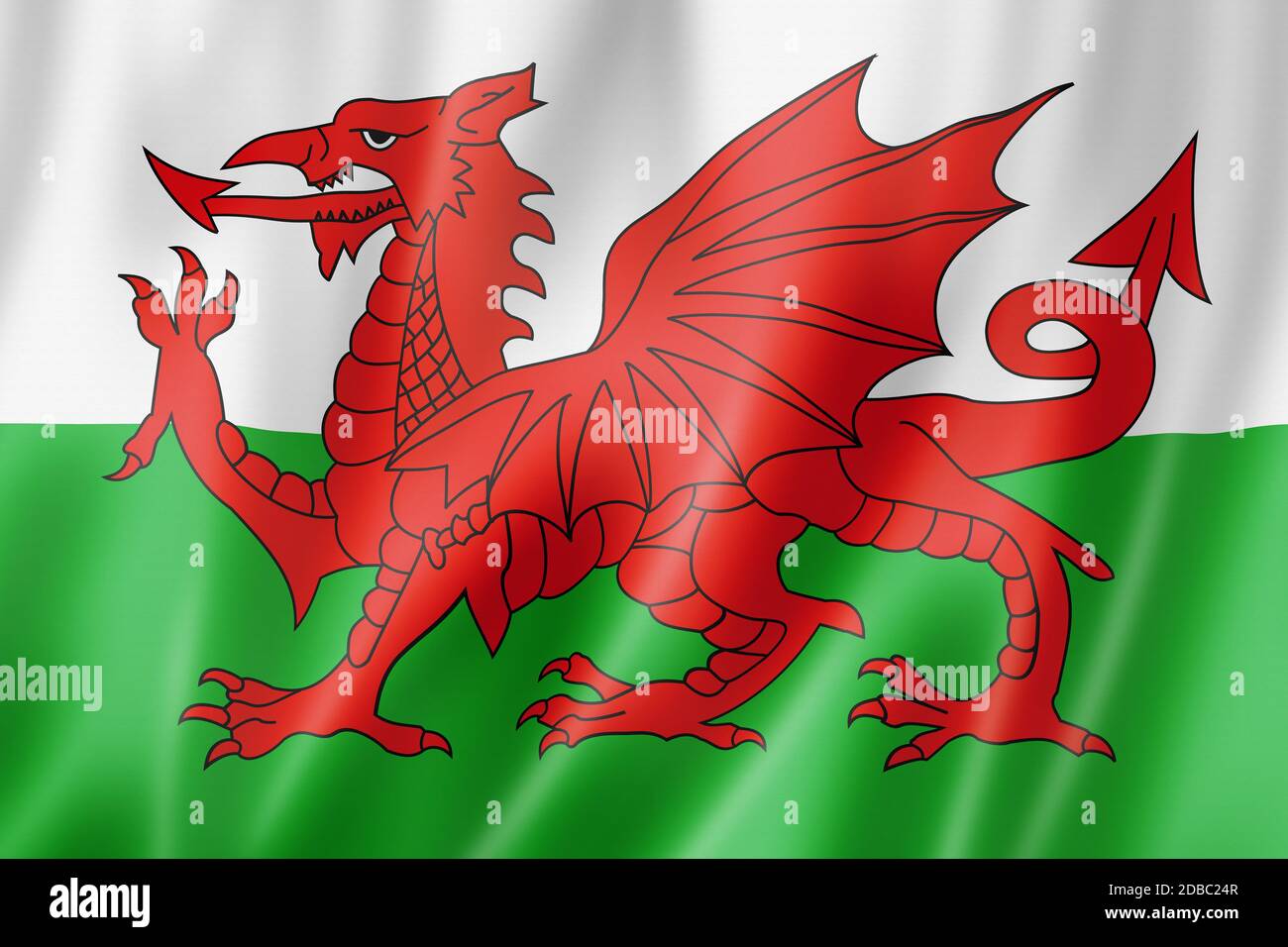 Wales flag, United Kingdom waving banner collection. 3D illustration ...