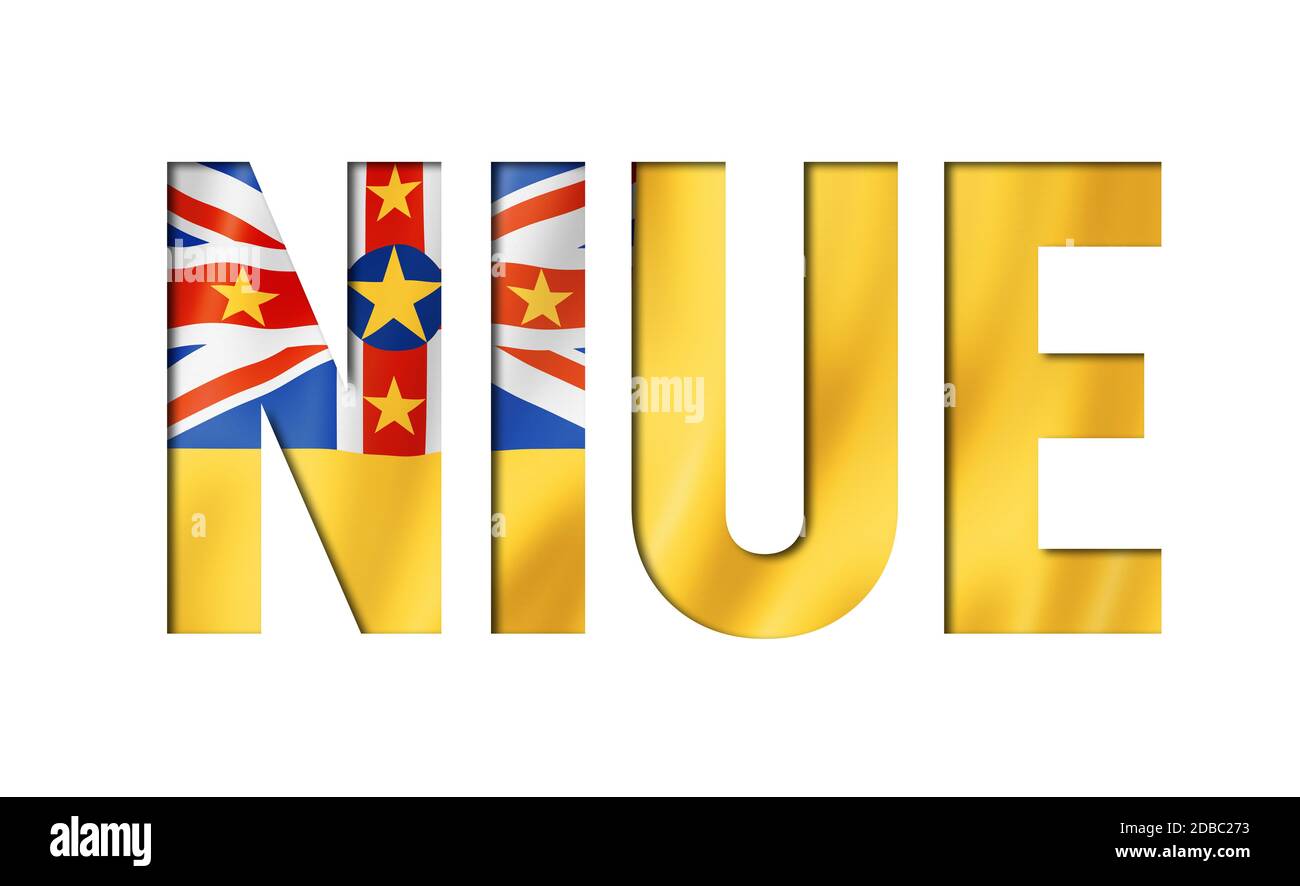 Niue flag text font. National symbol background Stock Photo - Alamy