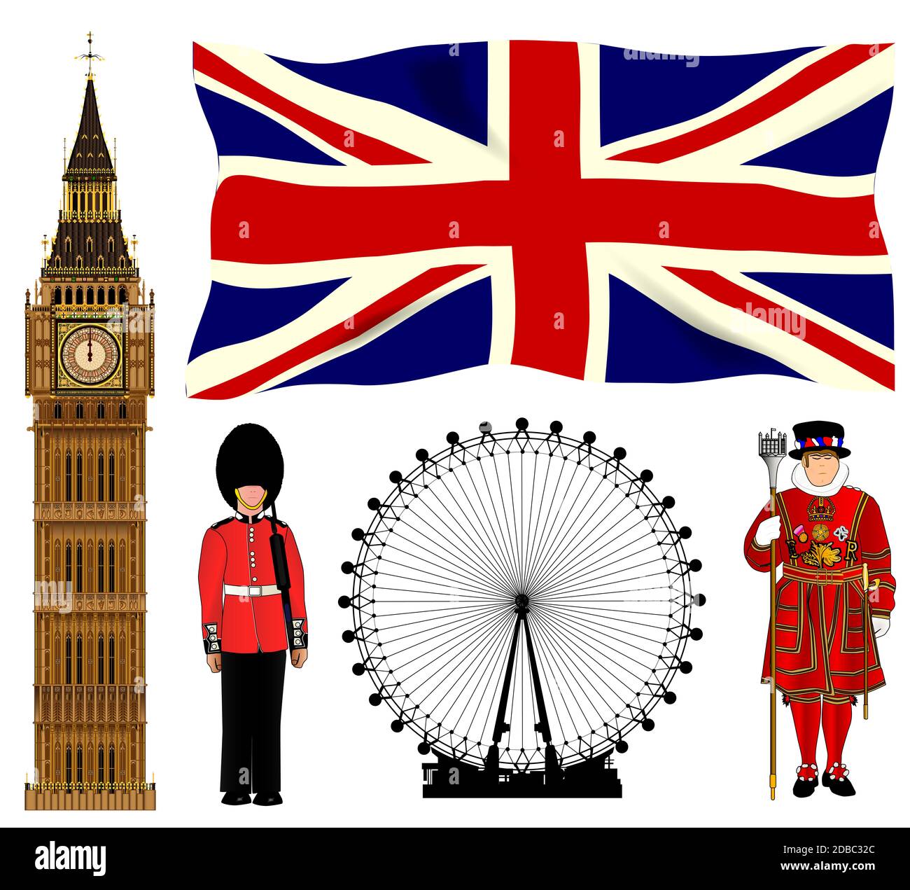 A collection of London and England icons Stock Photo - Alamy