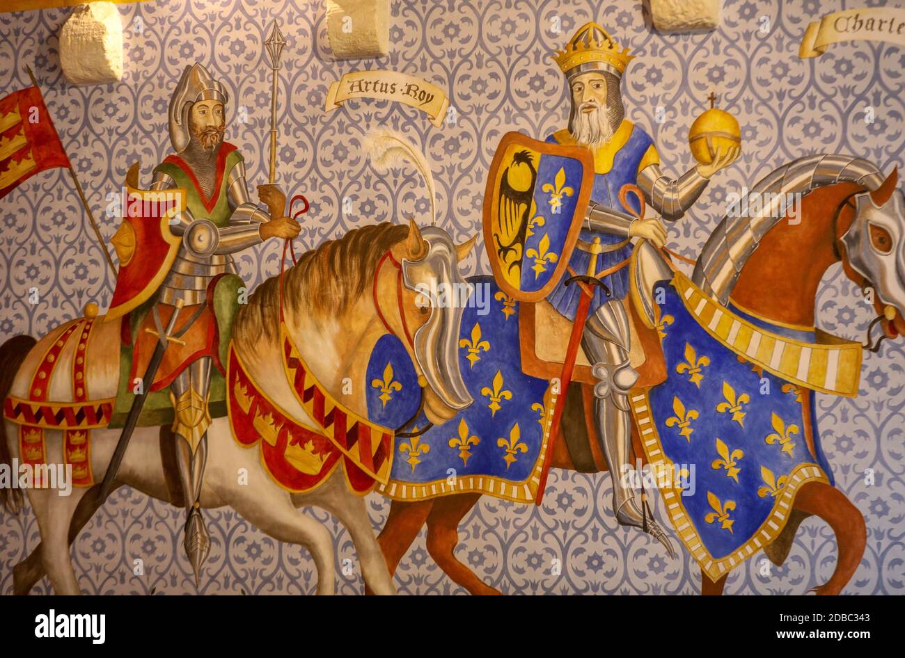 Castelnaud, Dordogne, France - September 7, 2018: Painted scene with ...