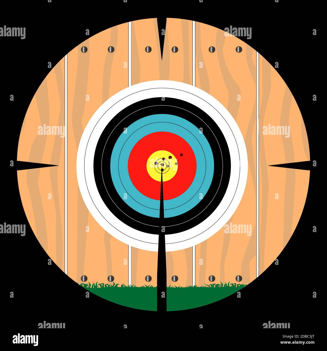 A target pinned to a fence as viewed through a telescopic sight Stock ...