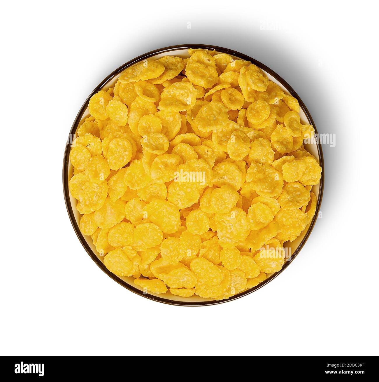 Cornflakes in bowl top view isolated on white background Stock Photo ...
