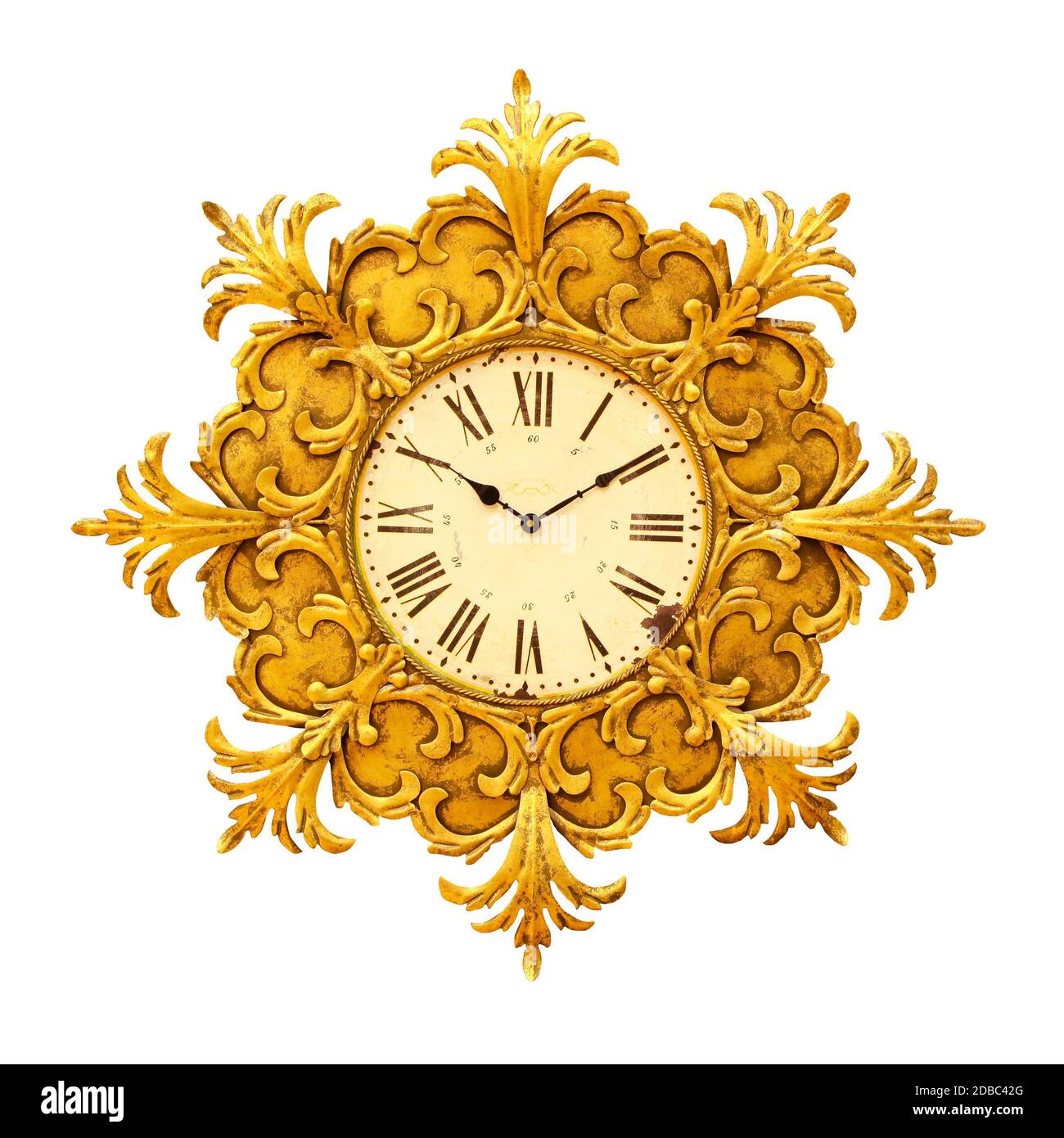 Antique clock with decorative frame and clipping path Stock Photo - Alamy