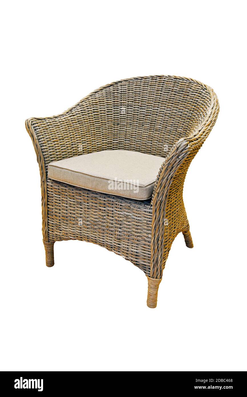 Rattan reed chair isolated included clipping path Stock Photo - Alamy