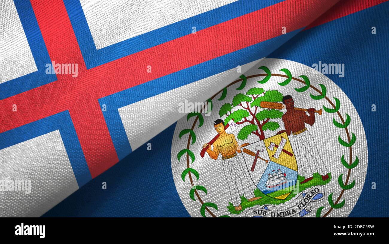 Faroe Islands and Belize two flags textile cloth, fabric texture Stock ...