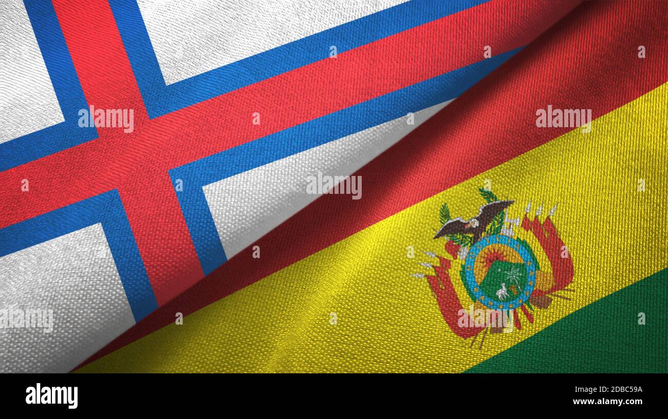 Faroe Islands and Bolivia two flags textile cloth, fabric texture Stock ...