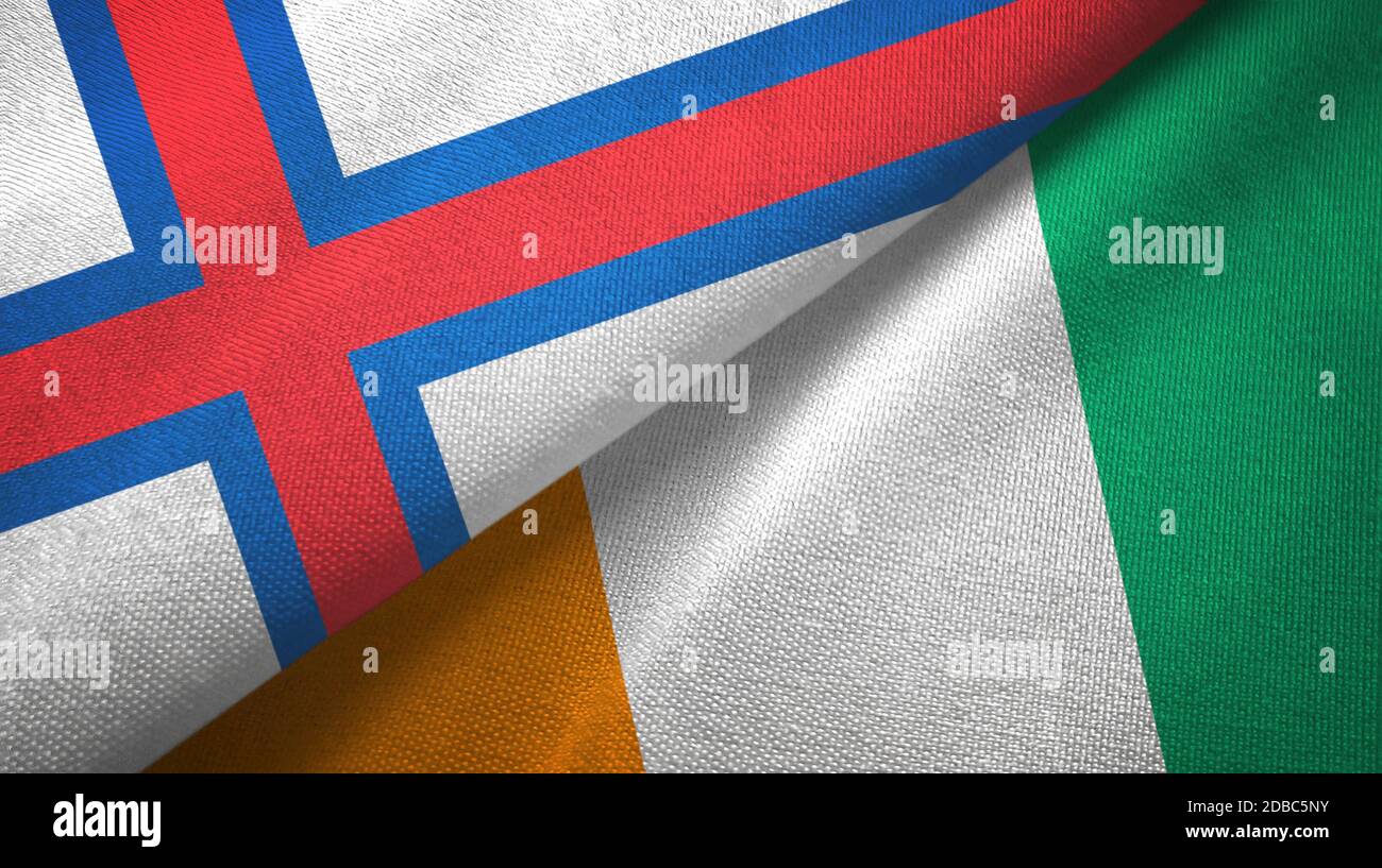 Faroe Islands and Cote d'Ivoire Ivory coast two flags textile fabric ...