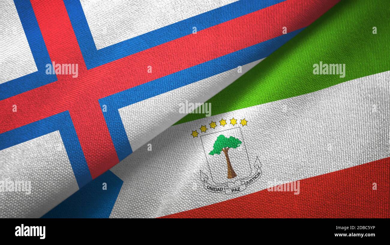 Faroe Islands and Equatorial Guinea two flags textile cloth, fabric ...