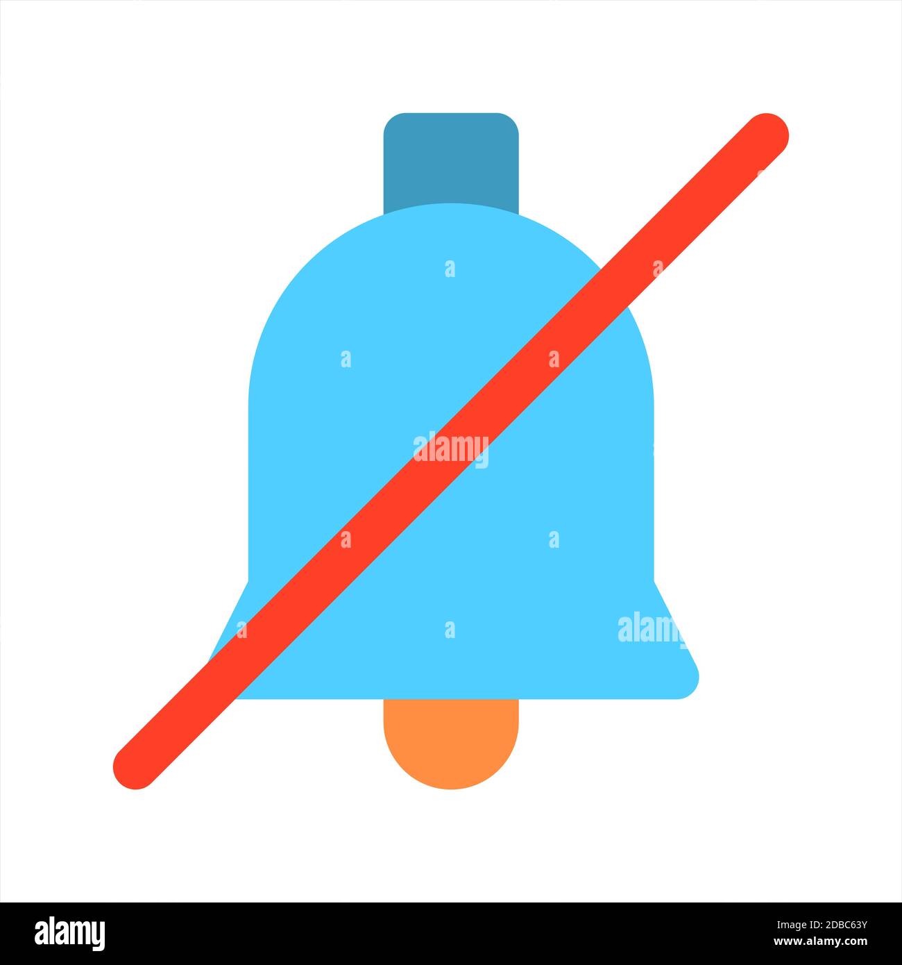 The crossed bell icon as a symbol for silent mode to mute notifications ...