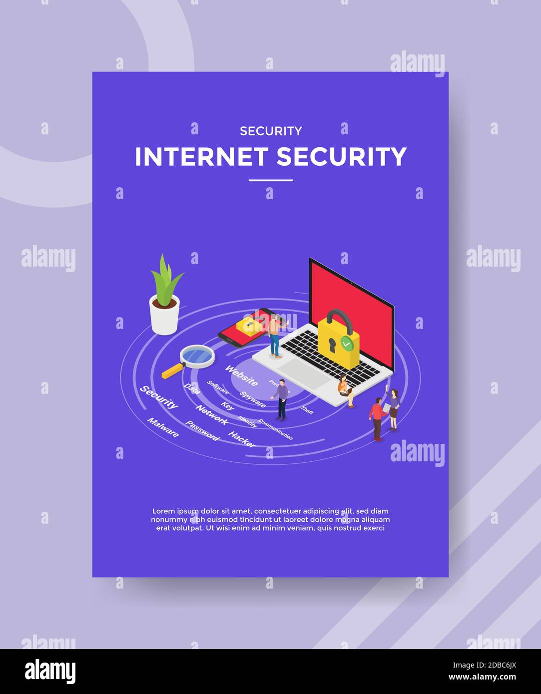 Internet security people padlock on laptop for template of banner and ...