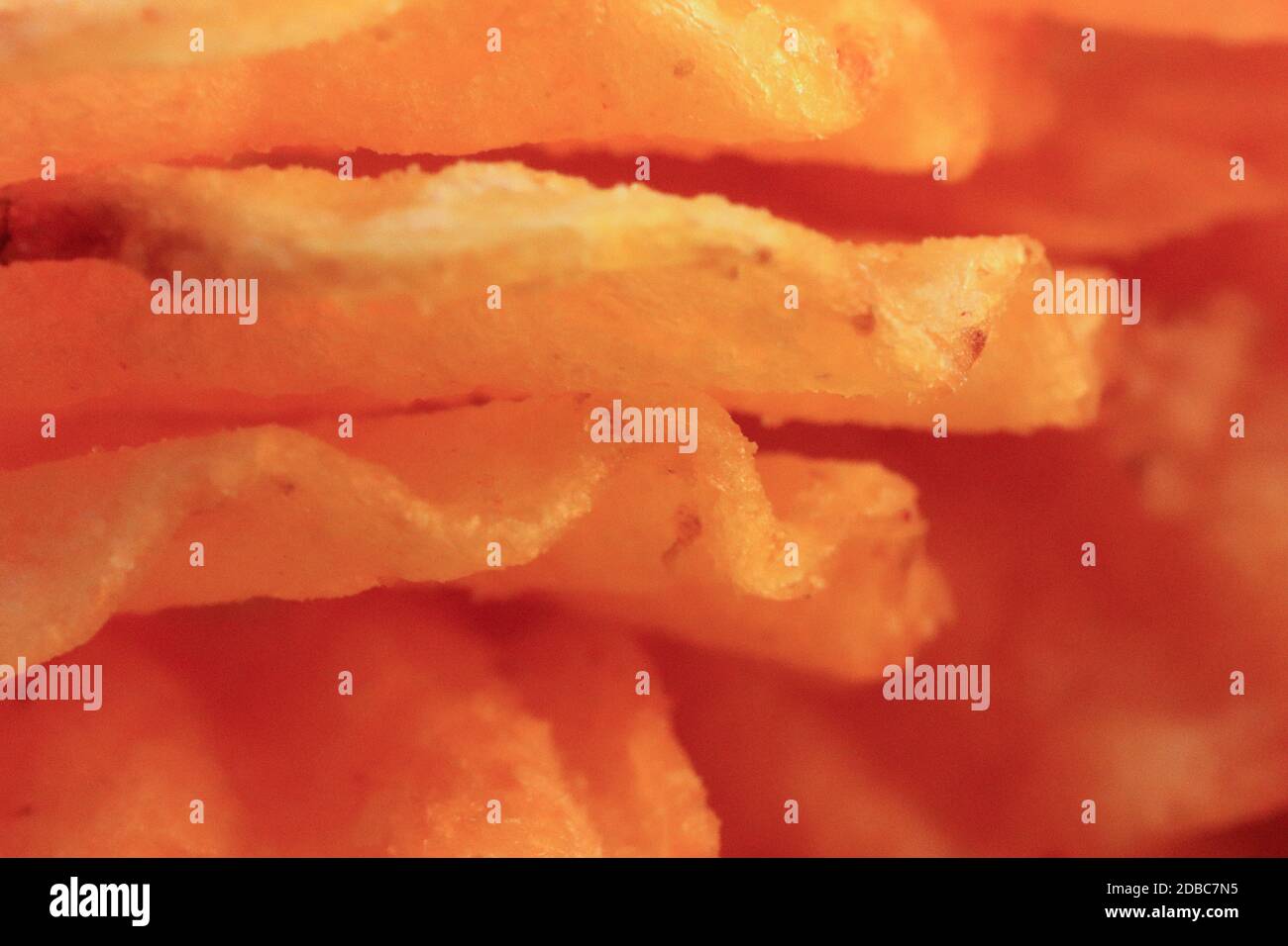 Chips macro closeup background. Fried potato recipe. Snack. Food Stock ...