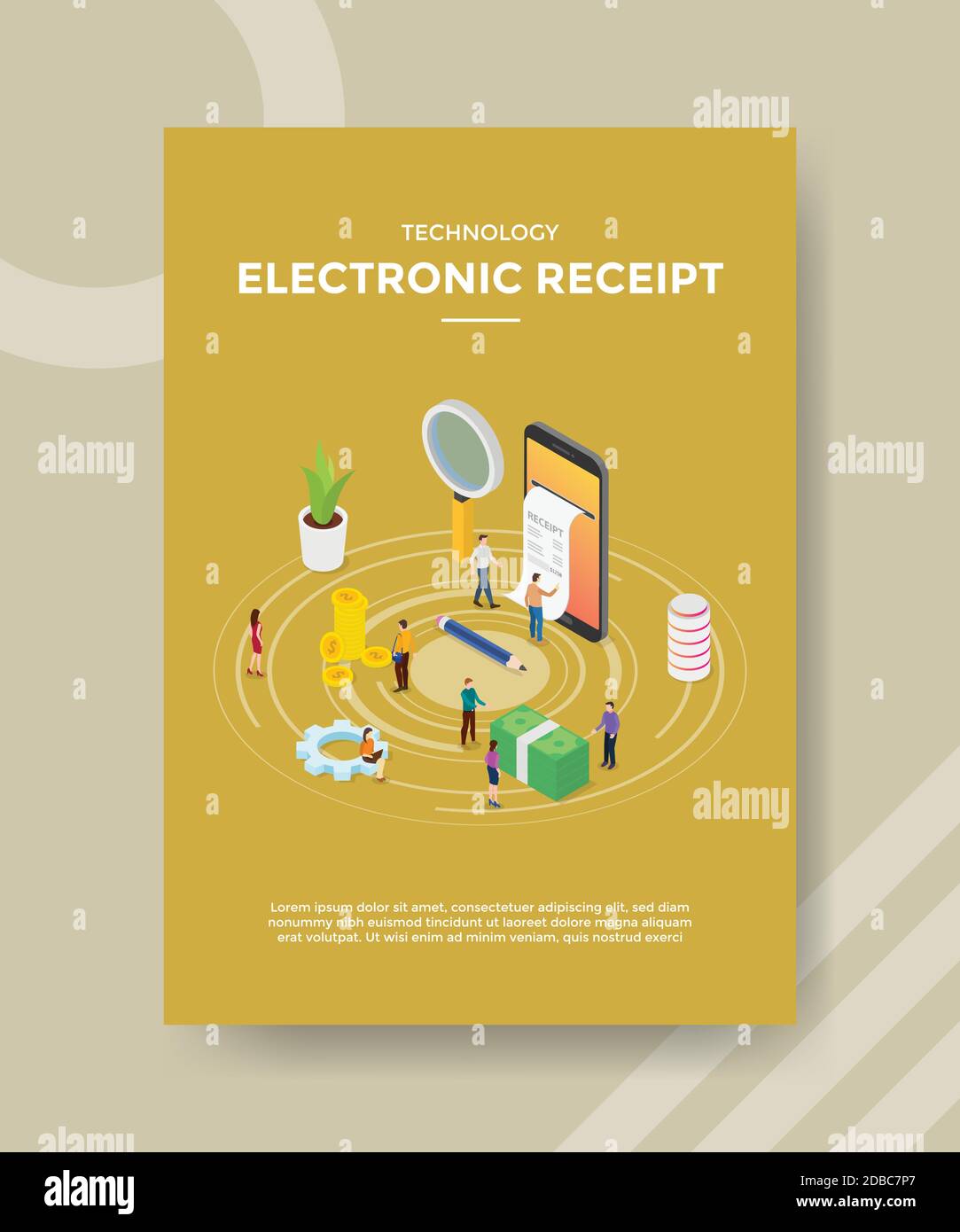 people receive electronic receipt on smartphone for template of banner ...