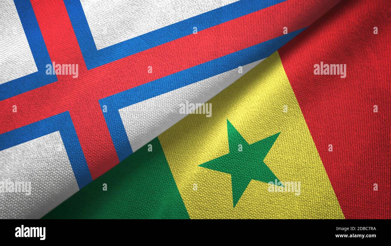 Faroe Islands and Senegal two flags textile cloth, fabric texture Stock ...