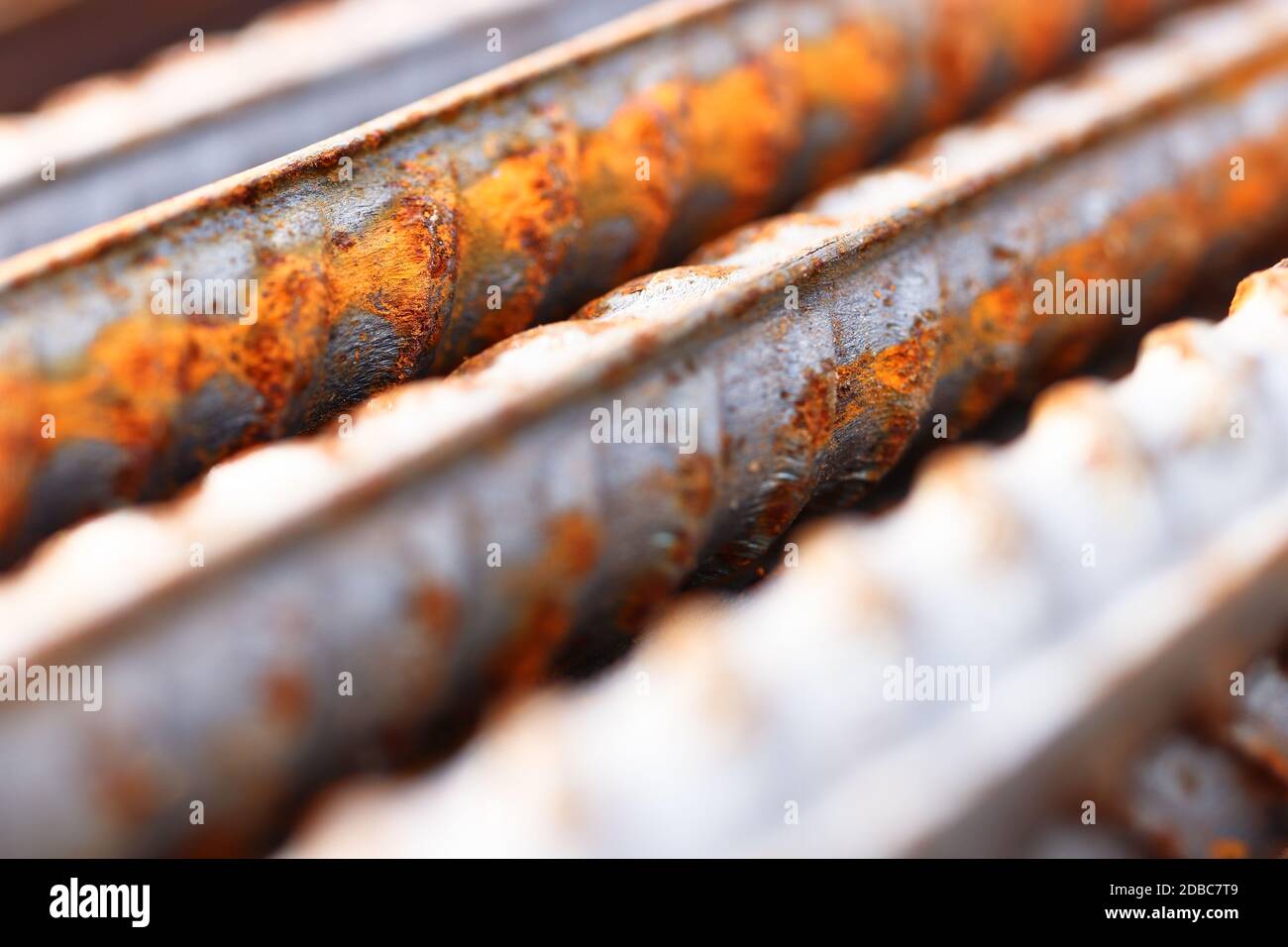 Rustic Metal Armature Rod. Building Construction Background Stock Photo ...