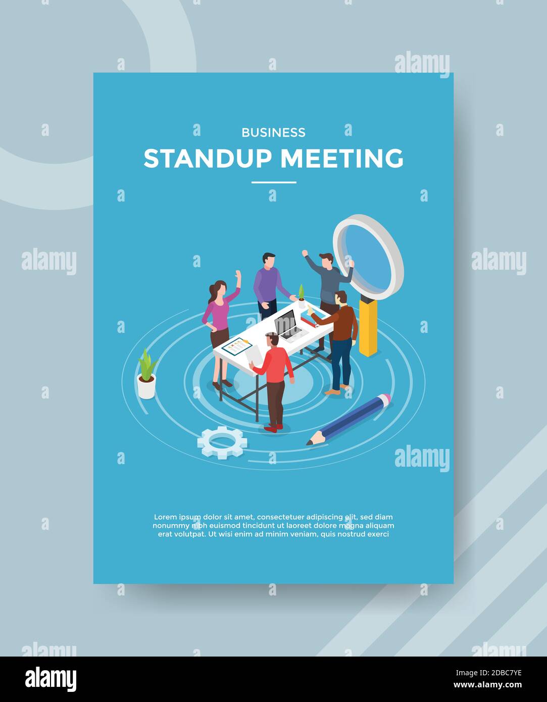 stand up meeting people teamwork discussion on workspace for template ...