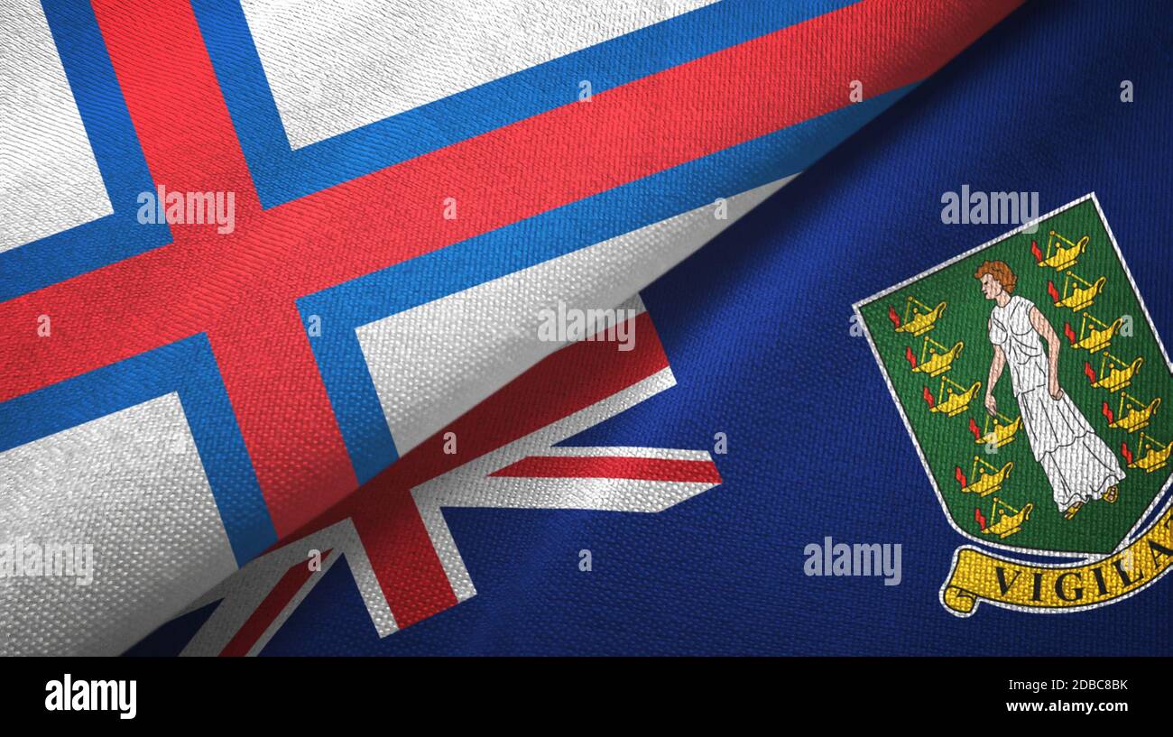 Faroe Islands and Virgin Islands British two flags textile cloth ...