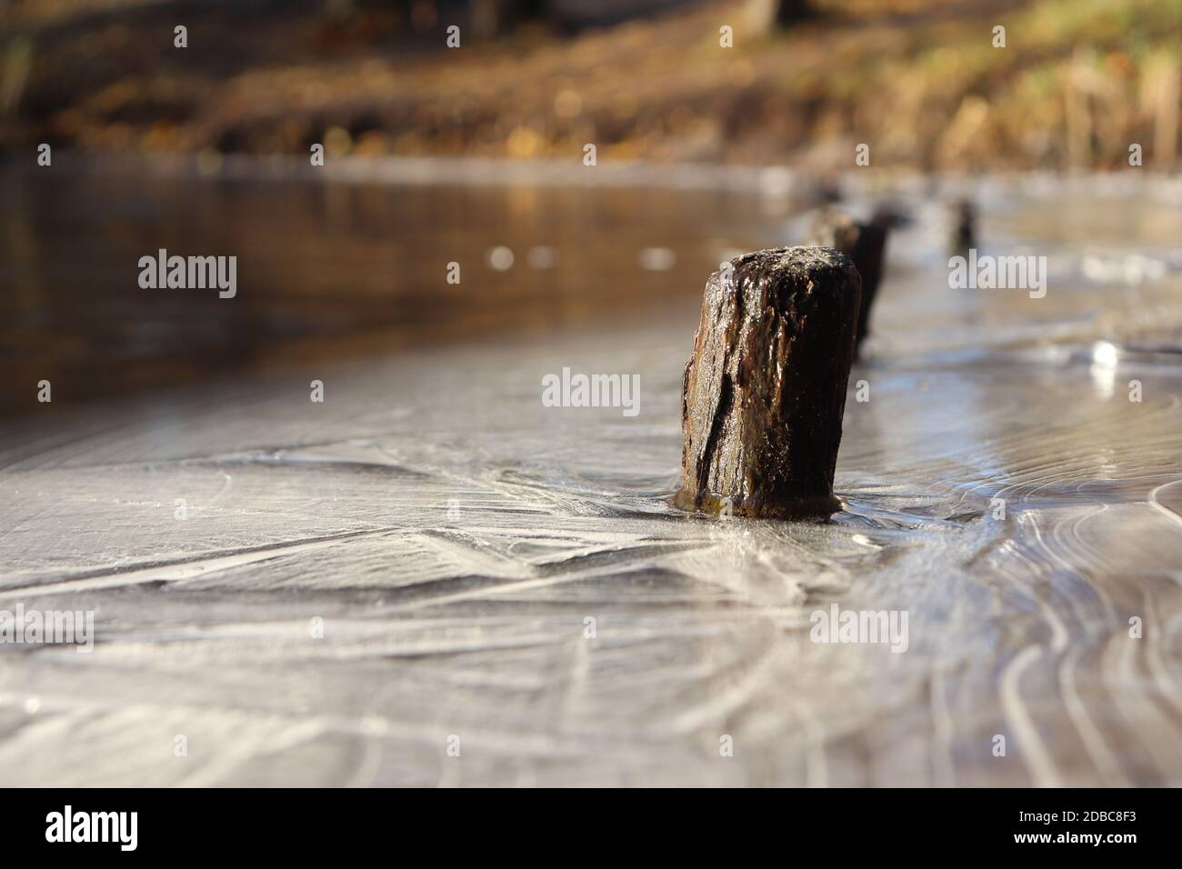 Lake Shoreline Ice Lines Pattern Surface Background Texture. Wavy ...