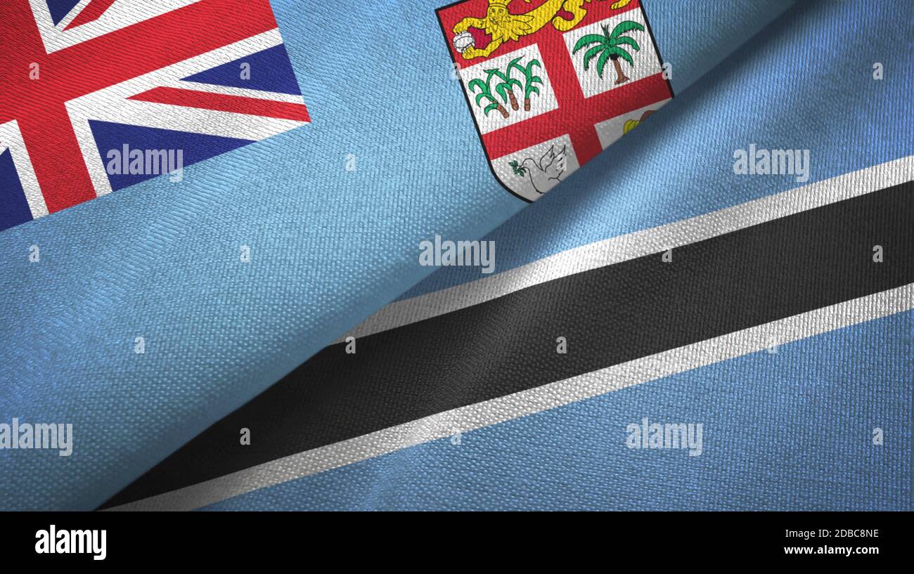Fiji and Botswana two flags textile cloth, fabric texture Stock Photo ...
