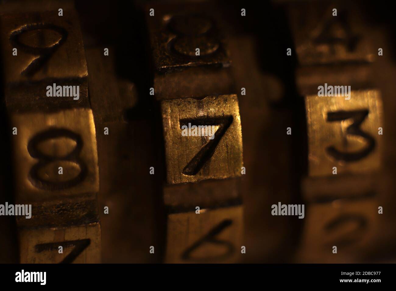 Retro Bronze Lock Number Combination. Shiny Vintage Codes. Code 873 ...