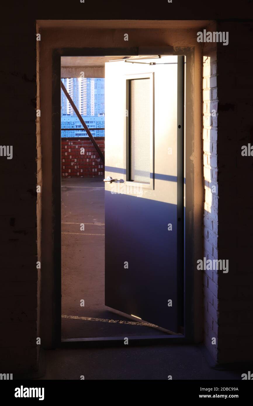 House Common Balcony Exit Door Stock Photo - Alamy