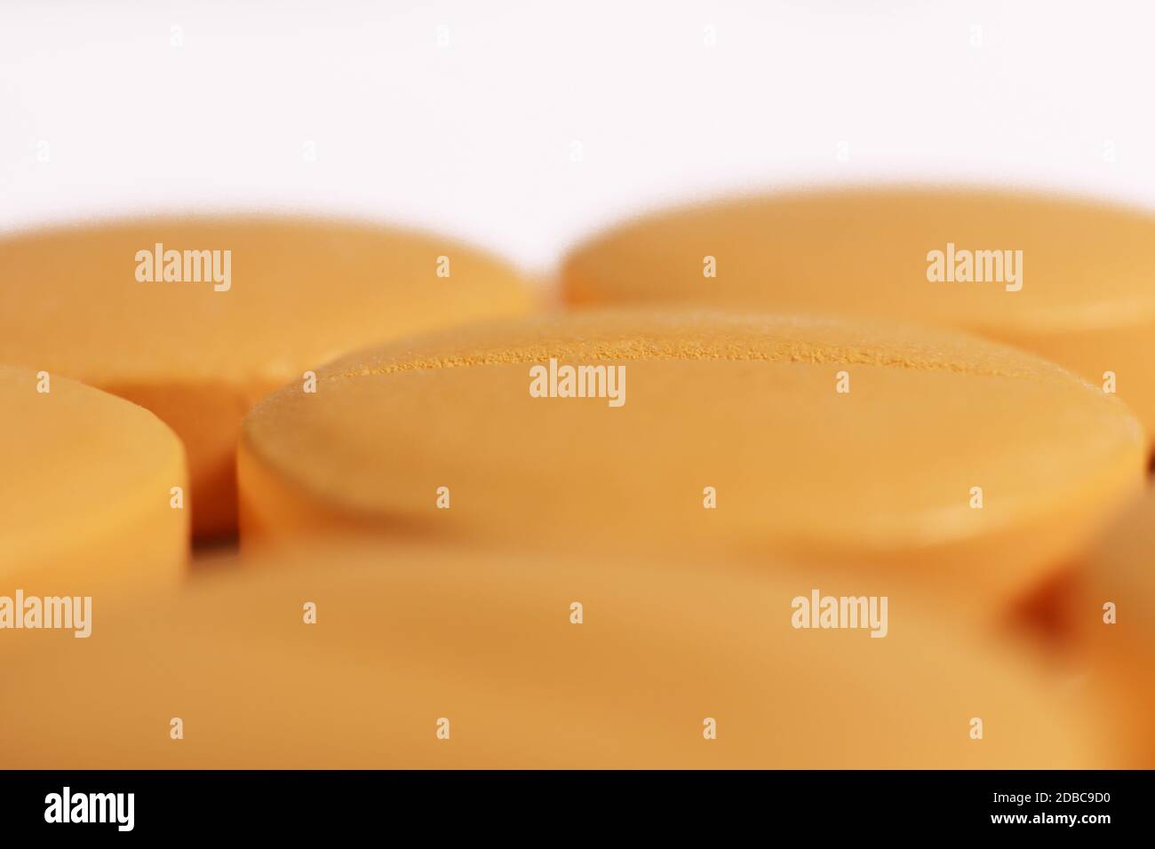 Orange Medicine Tablets. Pharmacy Pills Background with Place for Text ...