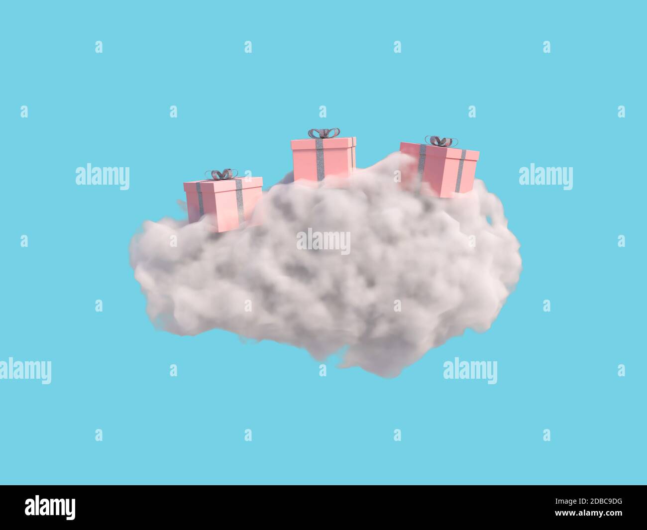 Gift box on the cloud on blue background. 3d rendering Stock Photo - Alamy