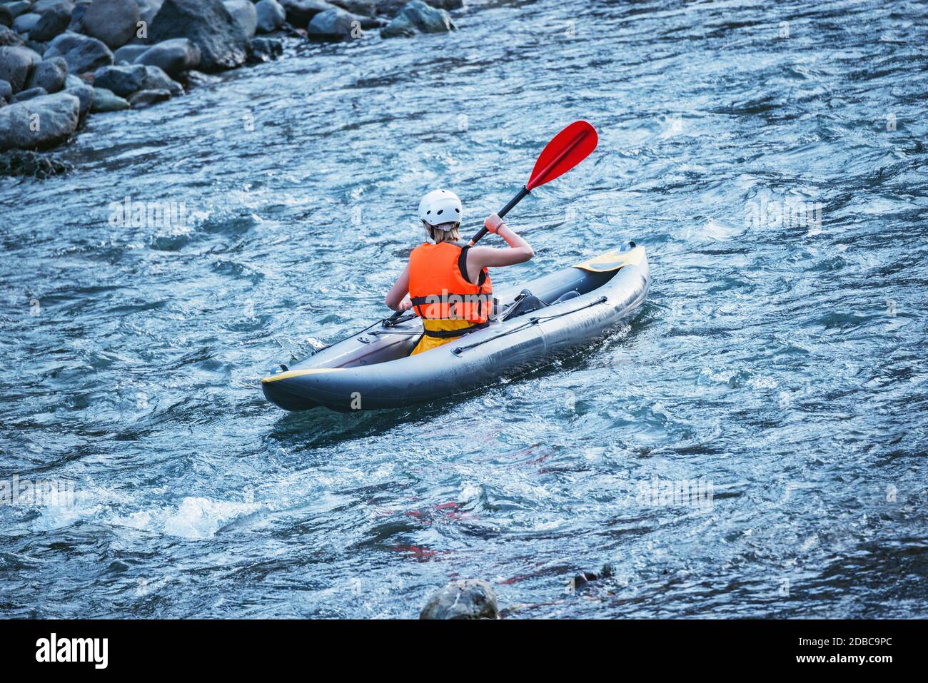 Girl on inflatable boat hi-res stock photography and images - Alamy