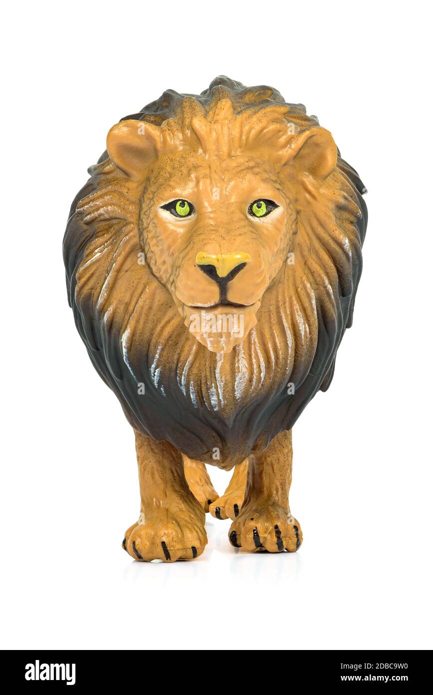 Lion toy figure isolated on white background with clipping path Stock ...
