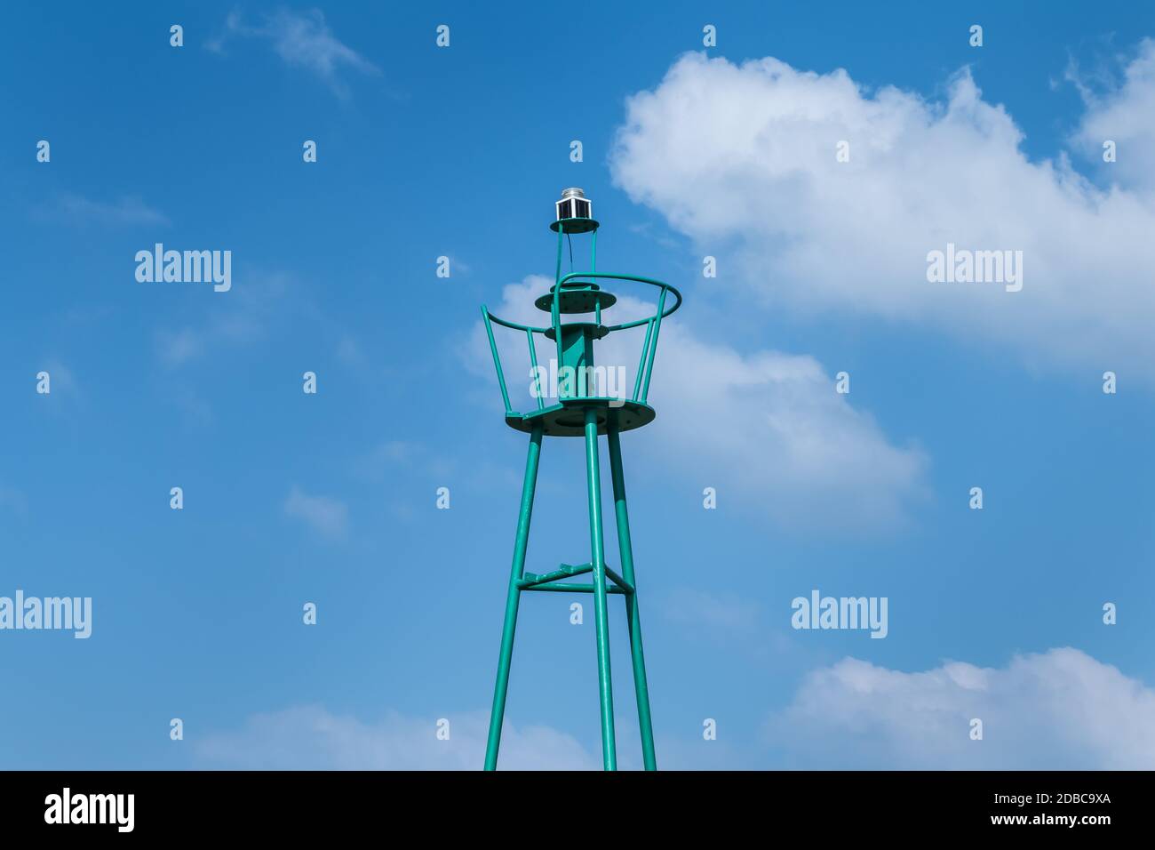 marine flash on a buoy to guide boats at the entrance to the port Stock ...