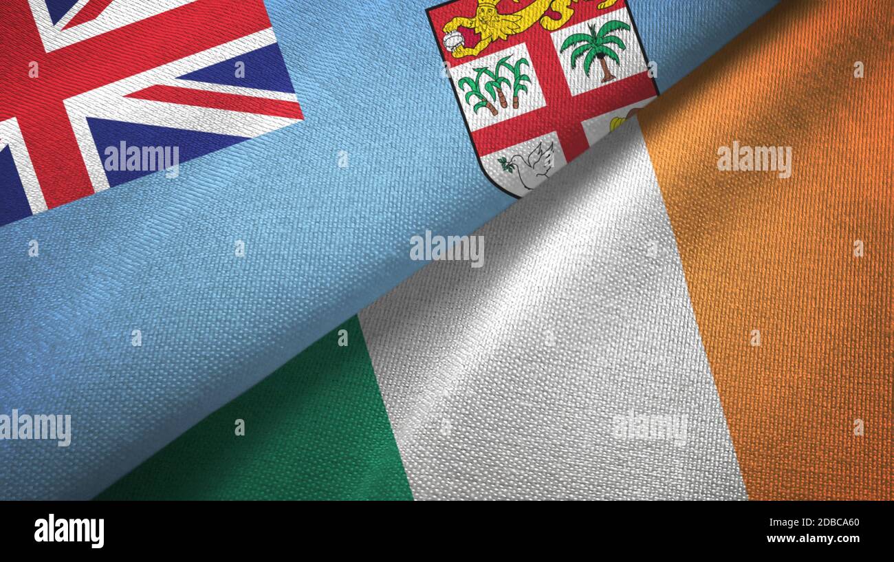 Fiji and Ireland two flags textile cloth, fabric texture Stock Photo ...