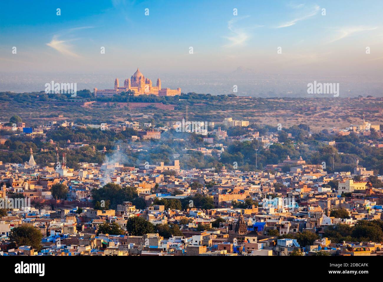 Aerial view of Jodhpur cityscape - the Blue city - with Umaid Bhawan ...