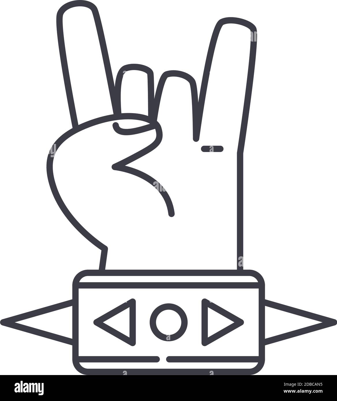 Rock hand icon, linear isolated illustration, thin line vector, web ...