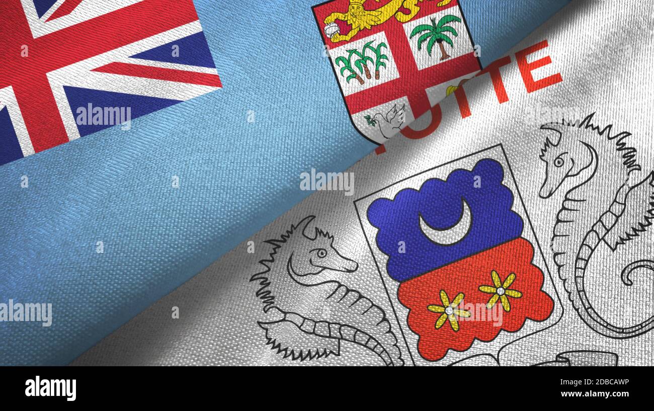 Fiji and Mayotte two flags textile cloth, fabric texture Stock Photo ...