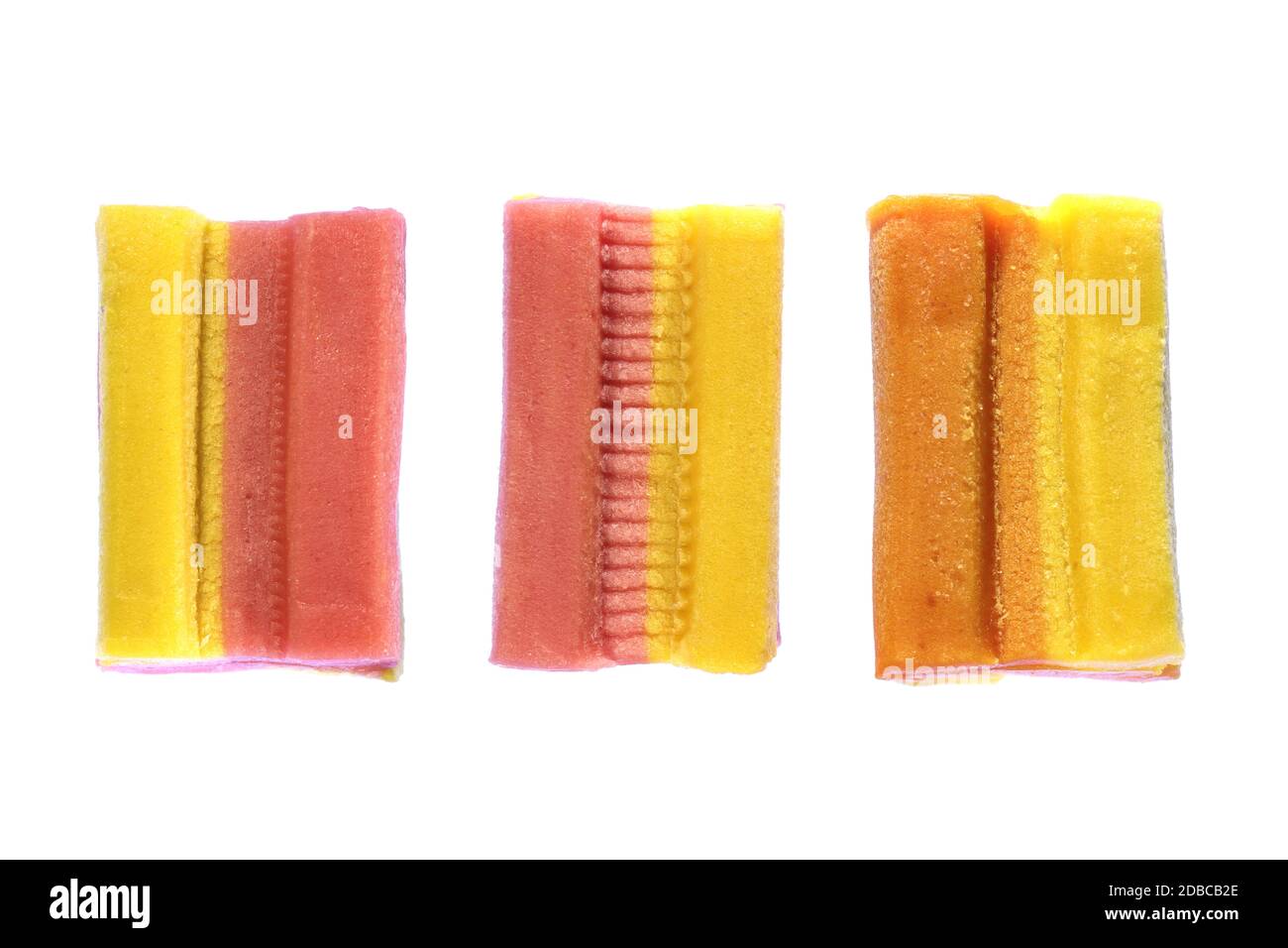 Three Isolated Colored Bubble Gum Texture. Freshness Gummy Delicious ...