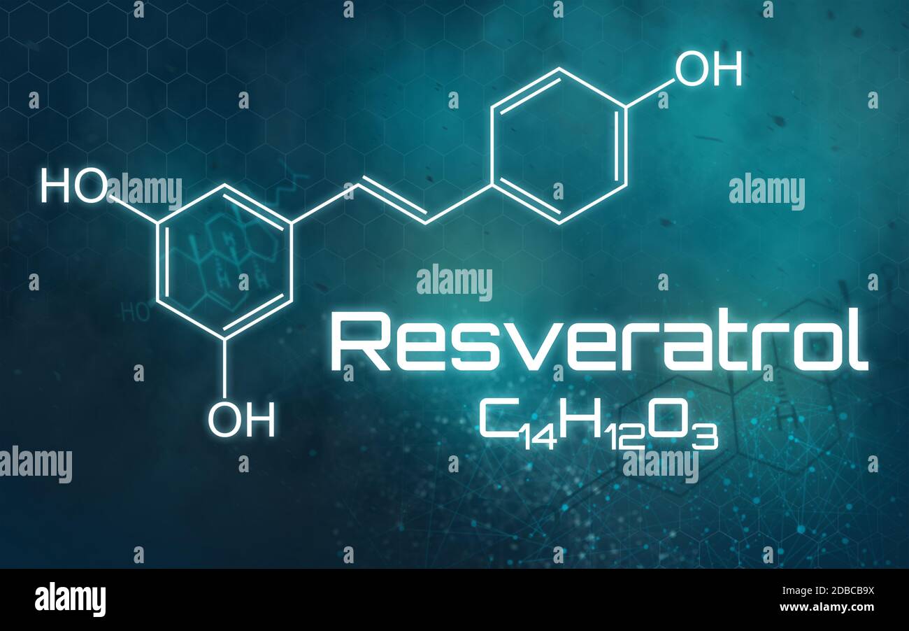 Chemical formula of Resveratrol on a futuristic background Stock Photo ...