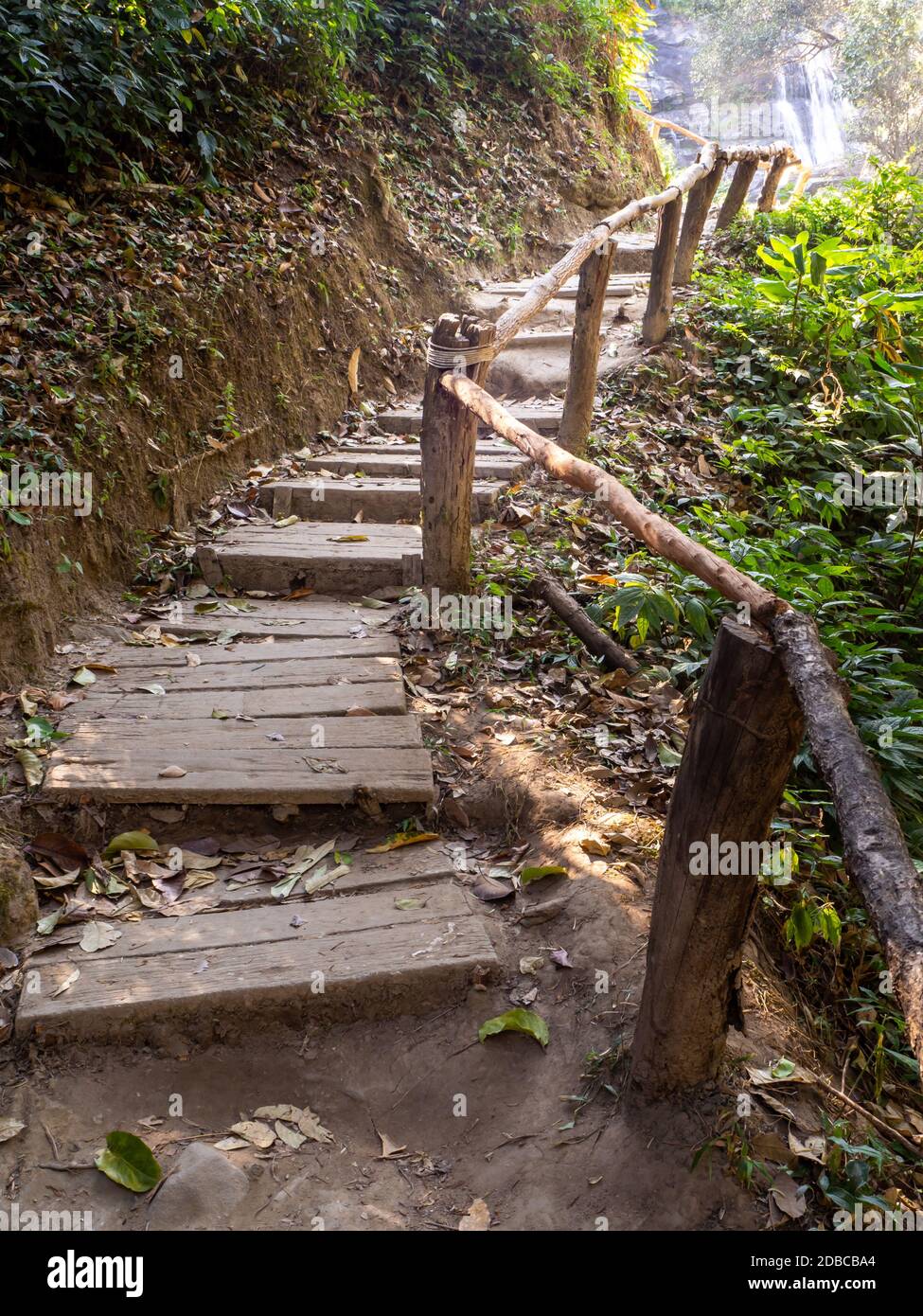 Old stone staircase, walkway steps on the mountain trail Stock Photo ...