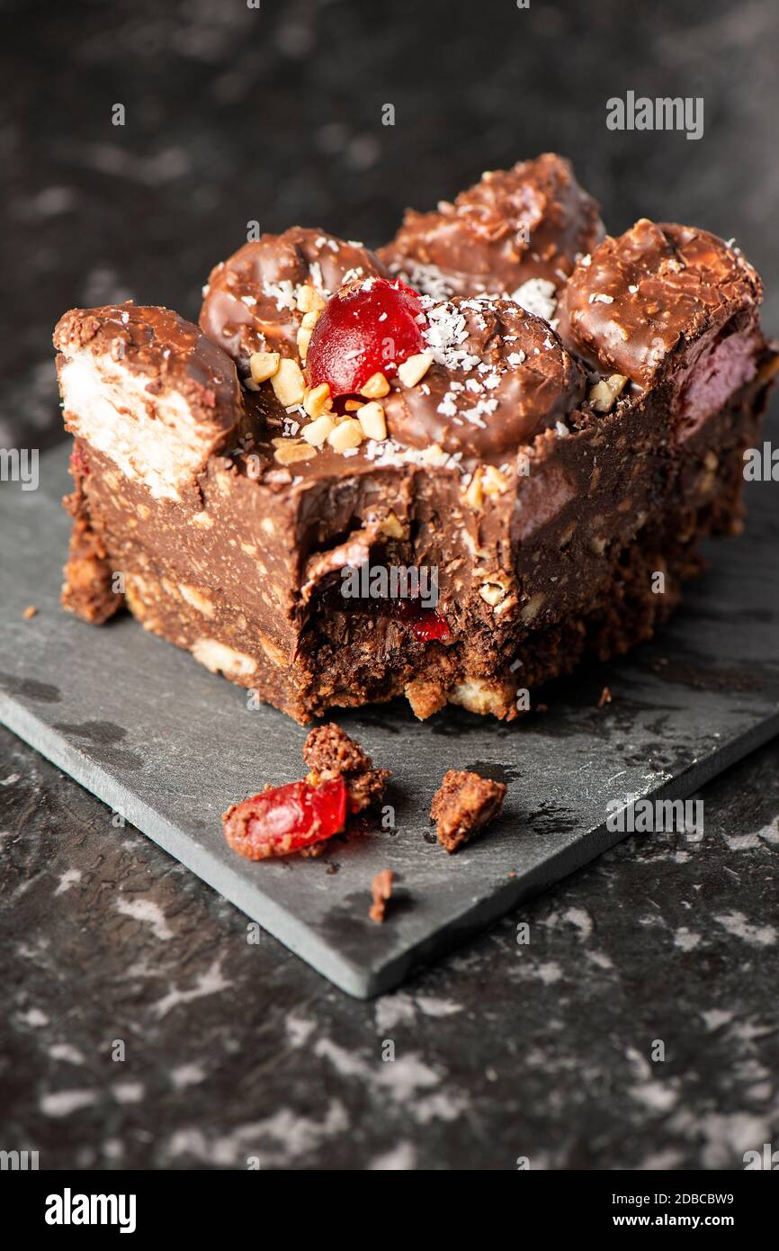 Delicious Rocky Road Slice, food background Stock Photo - Alamy
