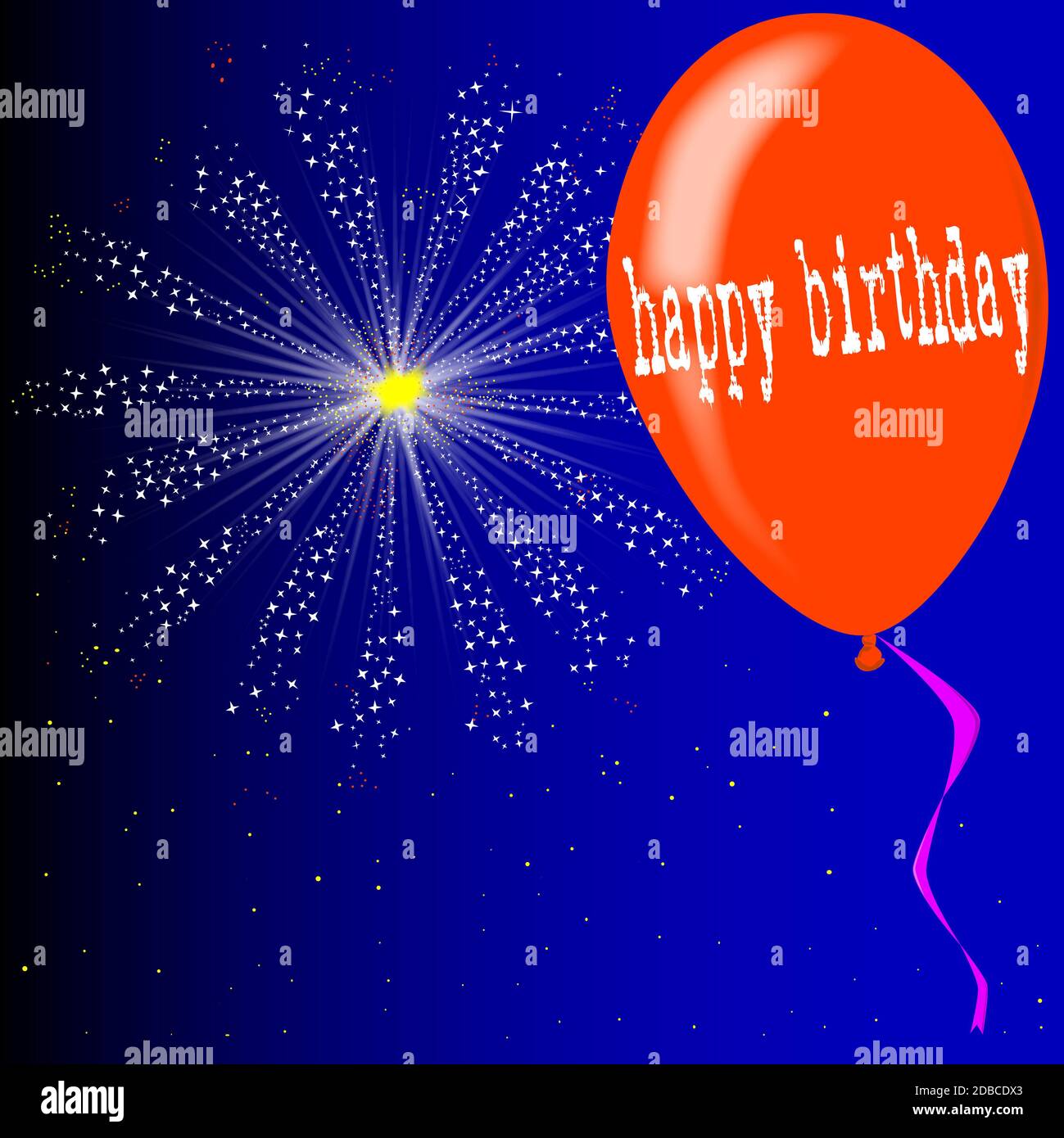 A flyaway red balloon with a skyrocket explosion with fallout and a ...