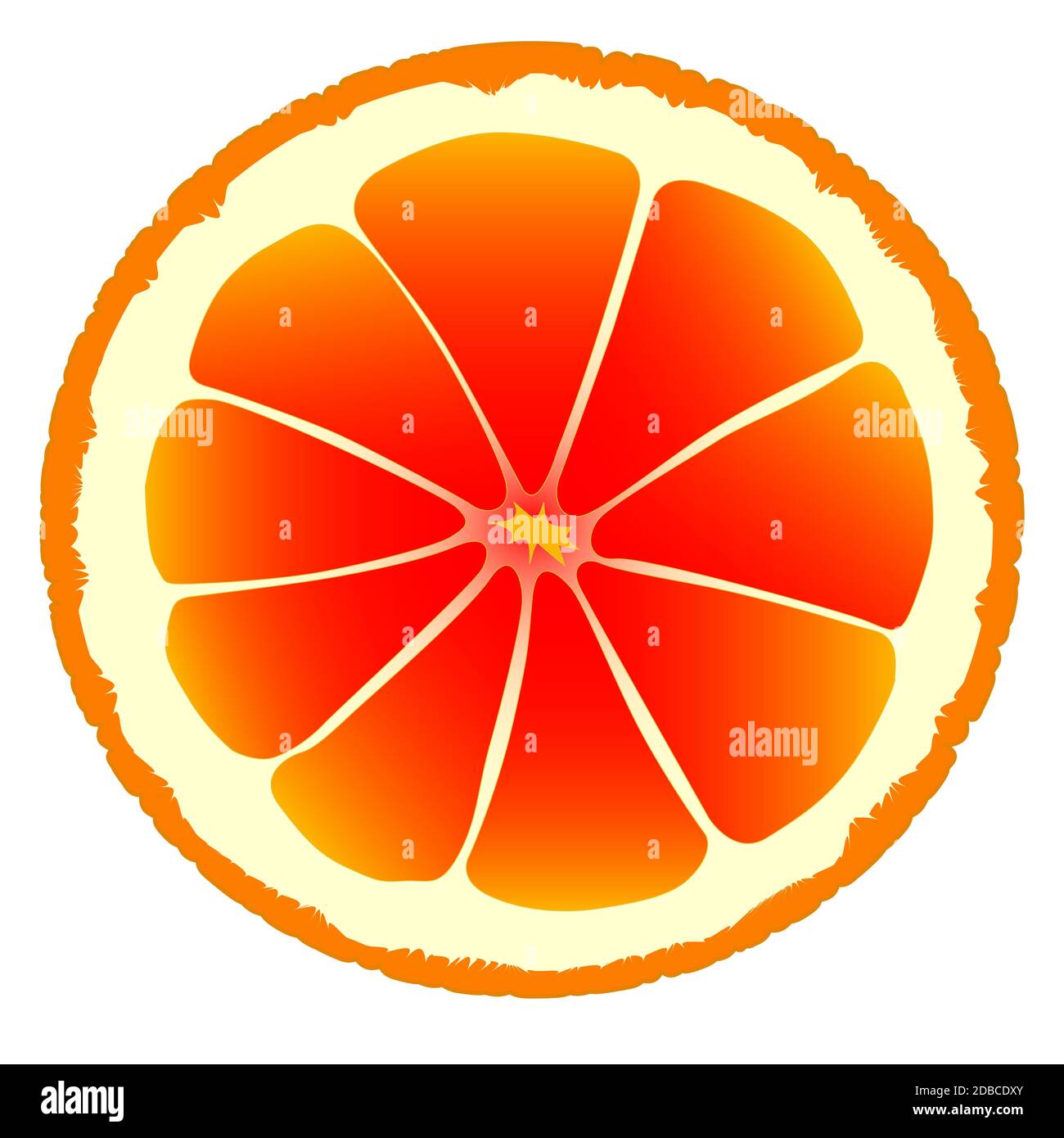 An blood orange slice isolated over a white background Stock Photo - Alamy