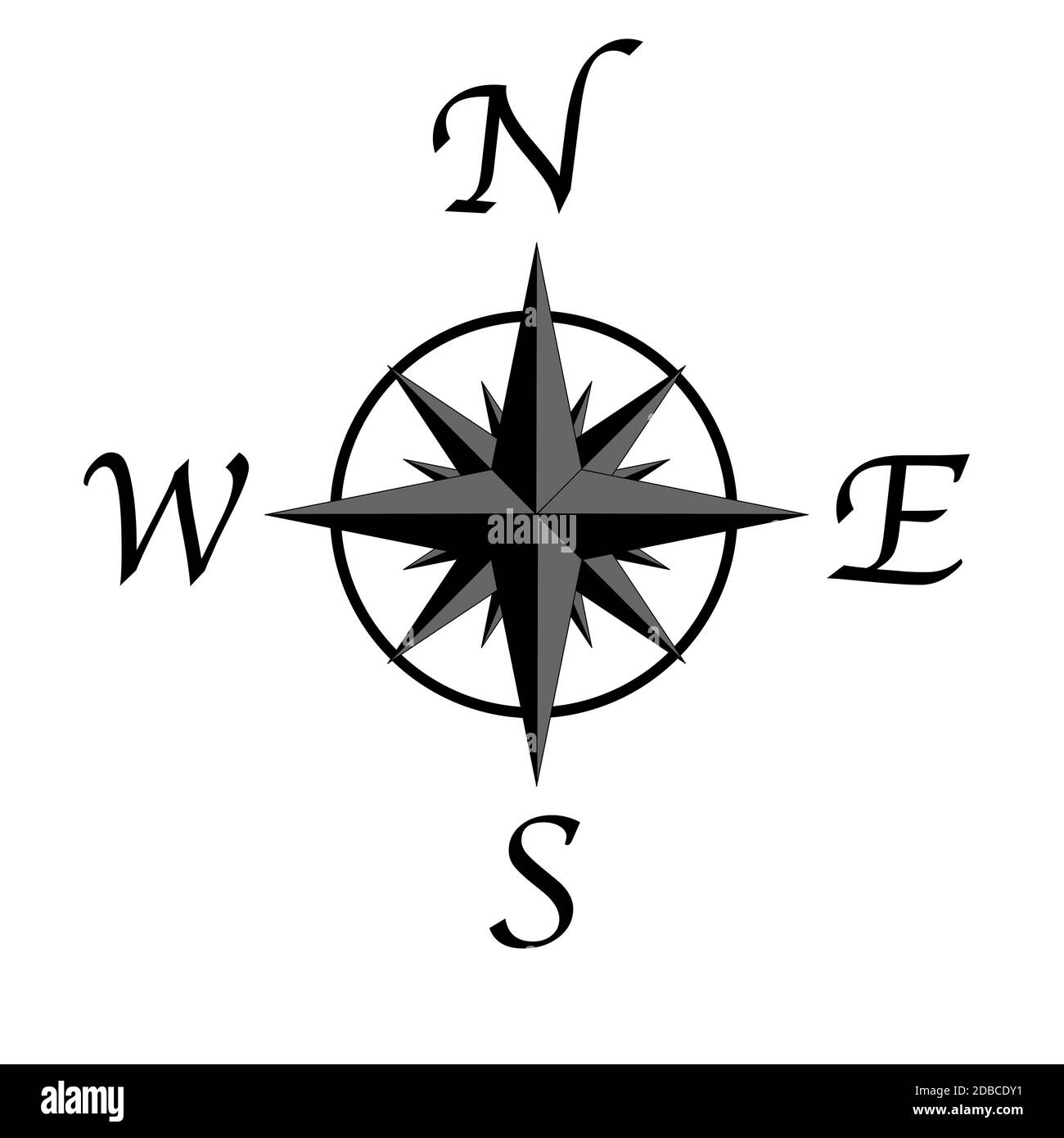 A gray compass arrow isolated over a white background Stock Photo - Alamy