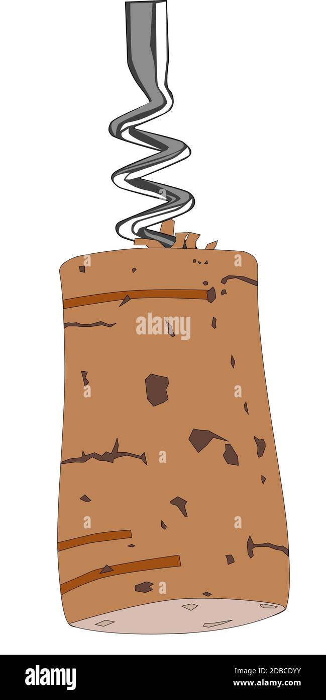 A corkscrew blade with cork attached Stock Photo - Alamy