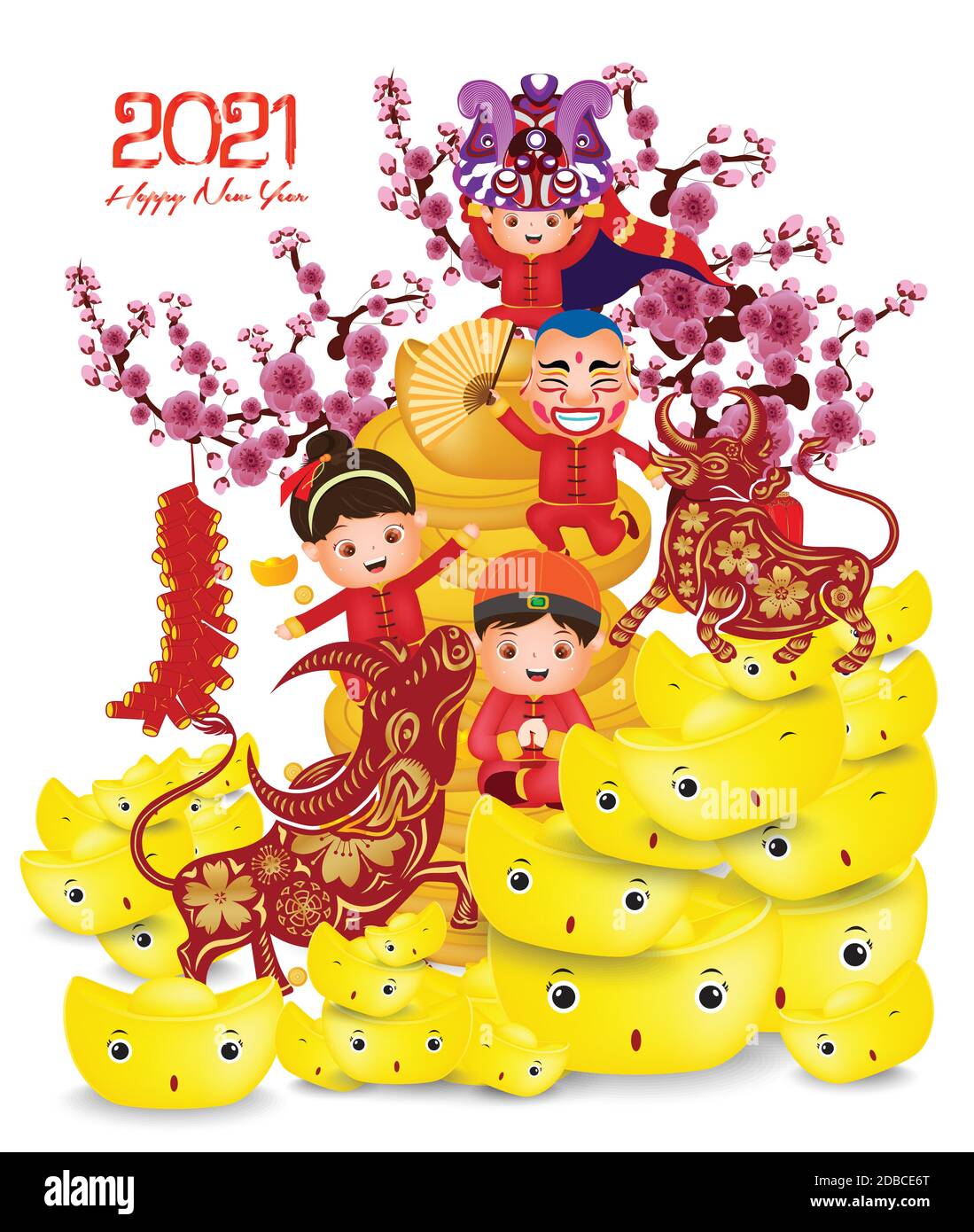 Happy Chinese new year 2021 chinese the year of the ox zodiac, banner ...