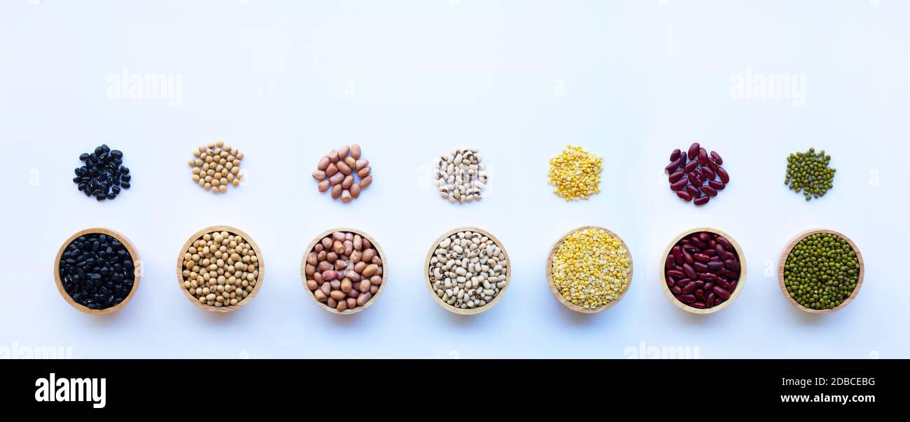 Mixed beans, Different legumes isolated on white background Stock Photo ...