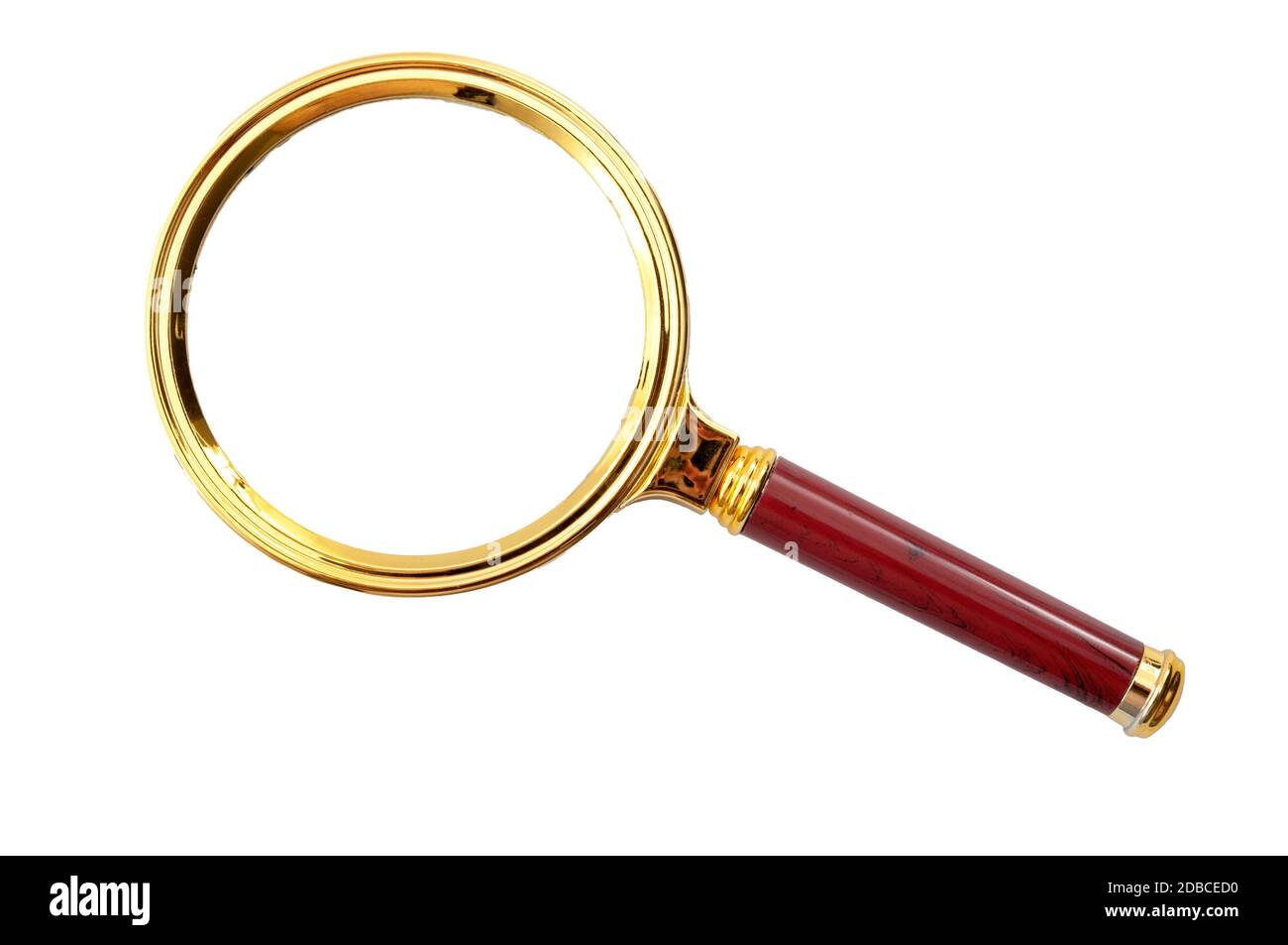 Optic magnifier and examine small details conceptual idea with brass ...