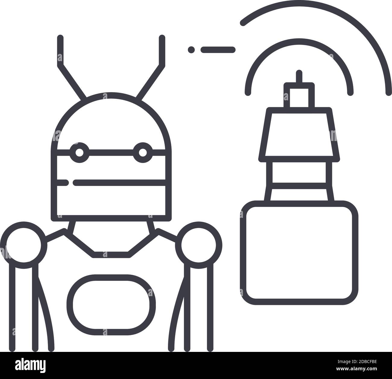 Robot automation icon, linear isolated illustration, thin line vector ...