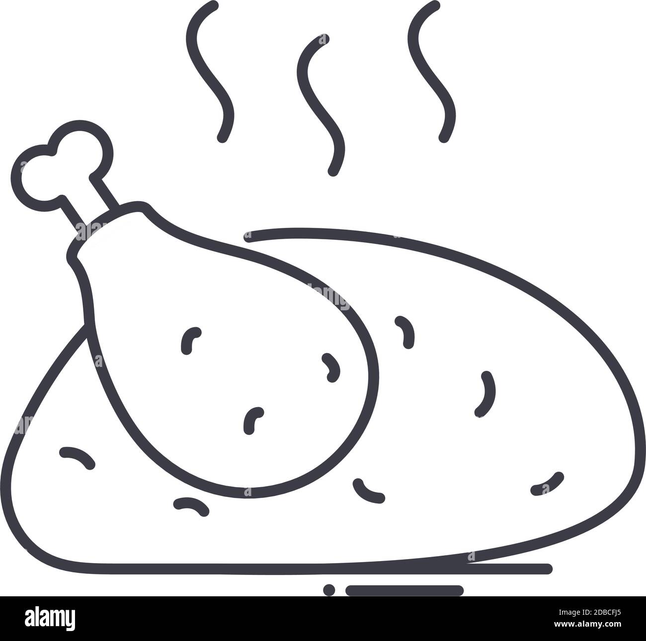 Roast chicken icon, linear isolated illustration, thin line vector, web ...