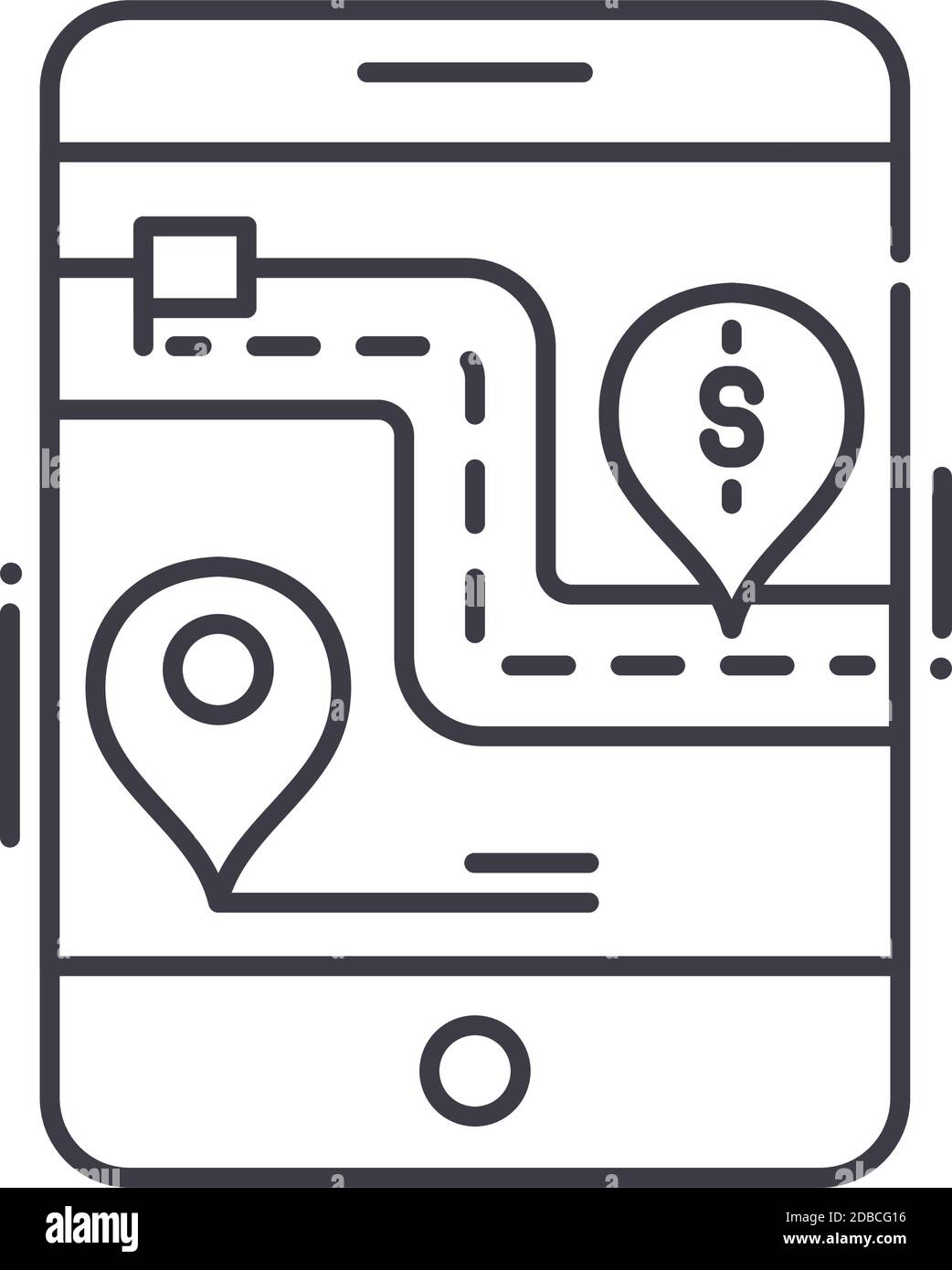 Road route icon, linear isolated illustration, thin line vector, web ...
