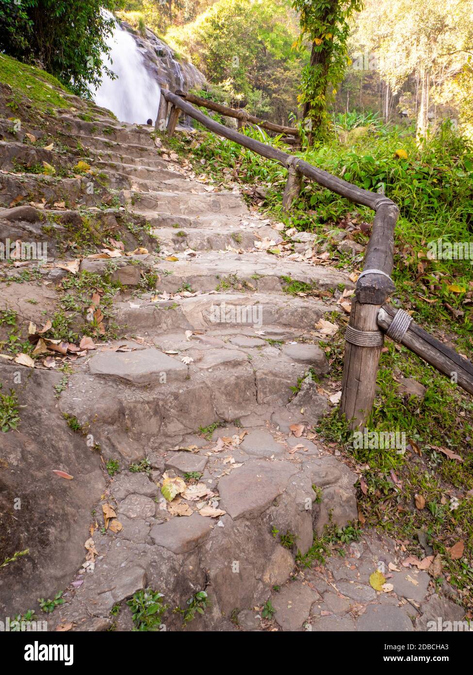 Old stone staircase, walkway steps on the mountain trail Stock Photo ...