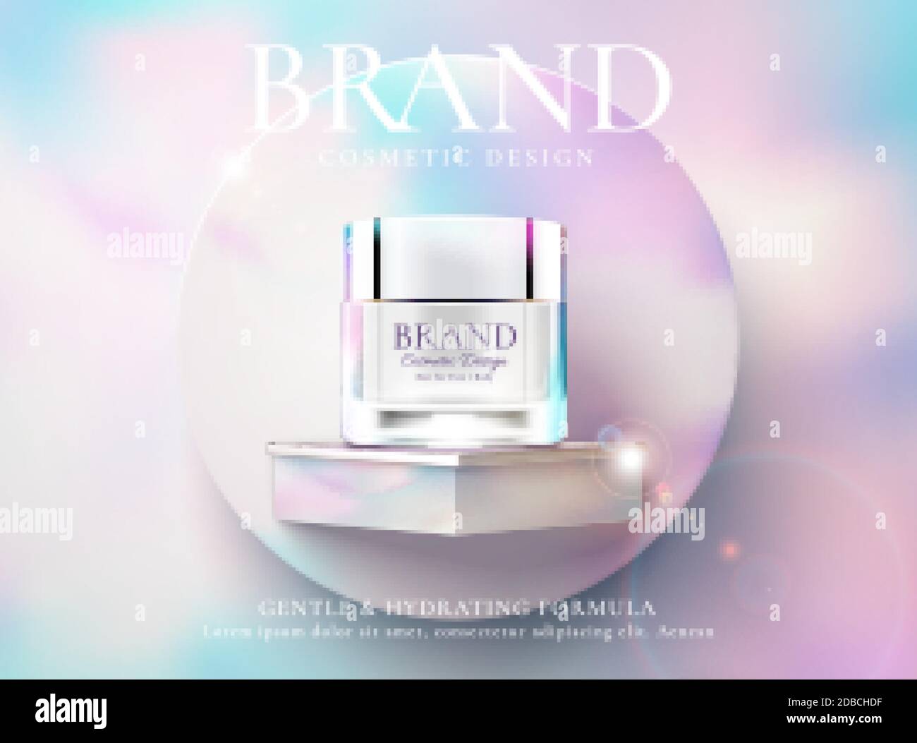 Cosmetic cream product ads against colorful background in 3d ...