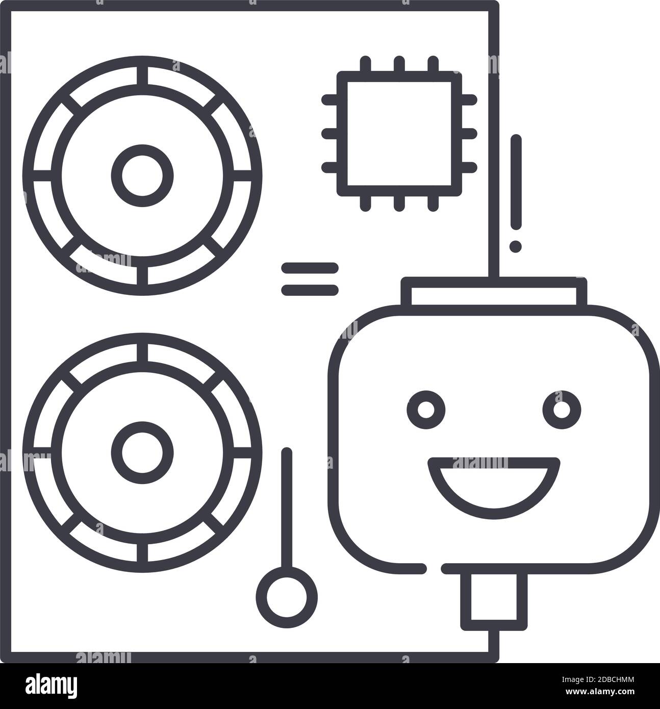 Robot settings icon, linear isolated illustration, thin line vector ...
